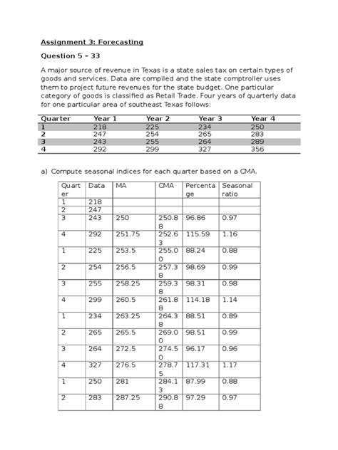 Assignment 3: Forecasting Question 5 - 33 | PDF | Errors And Residuals | Regression Analysis