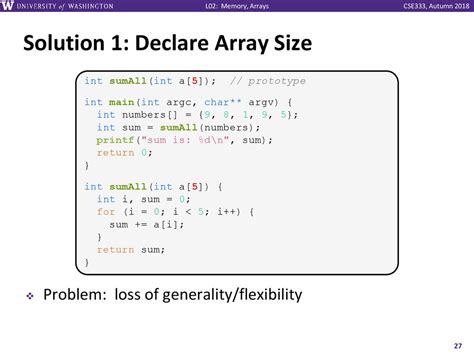 Memory And Arrays Cse 333 Autumn Ppt Download