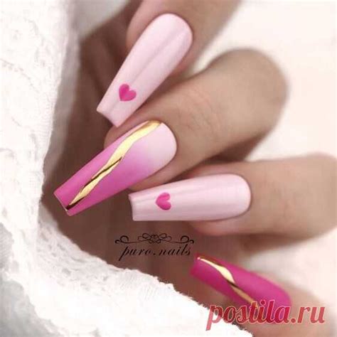 Нежные ногти с сердечками Маникюр Дизайн ногтей Постила