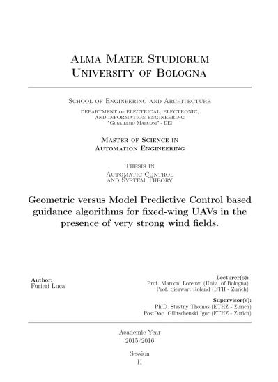 Geometric Versus Model Predictive Control Based Guidance Algorithms For Fixed Wing Uavs In The