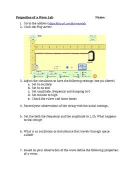 PHET Wave On A String Online Lab Worksheet By Robert Paxton TPT