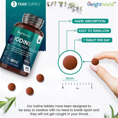 Iodine 400 µg Tablets 365 Vegan Tablets 1 Year Supply Weightworld