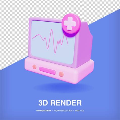 Premium Psd 3d Icon Ecg Monitor