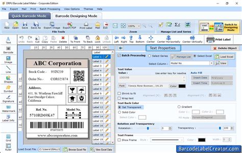 Screenshots Of Barcode Label Creator Corporate Edition To Design Tags Assets