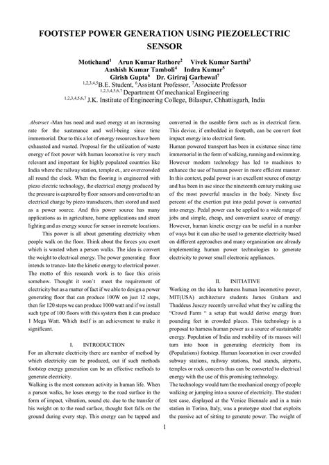 Footstep Power Generation Using Piezoelectric Sensor Autosaved Pdf Internet Of Things