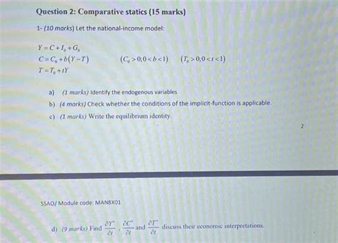 solved question 2 comparative statics 15 marks 1 10