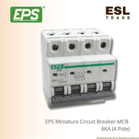 Eps Mcb Miniature Circuit Breaker Jms Series 4 Pole Mcb 6ka Type C Din