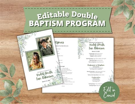 Dual Lds Baptism Program Template Botanical Design For Joint Baptism