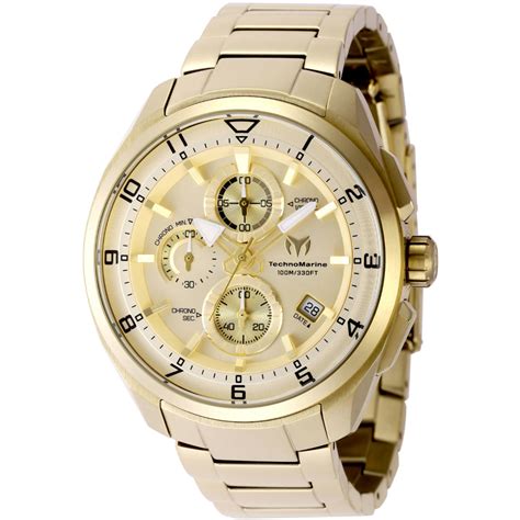 Technomarine Mens Watch Ocean Quantum Chronograph Gold Tone Dial