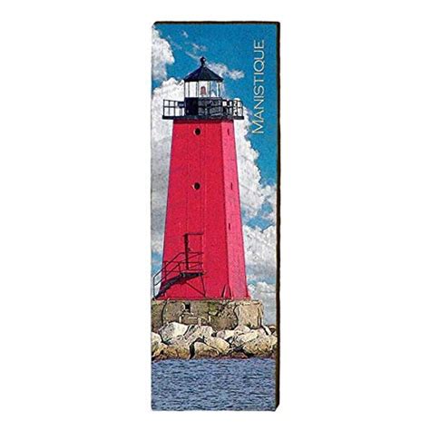 Manistique East Breakwater Lighthouse Home Decor Art Print On Real Wood