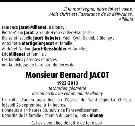 Bernard Jacot Hommages