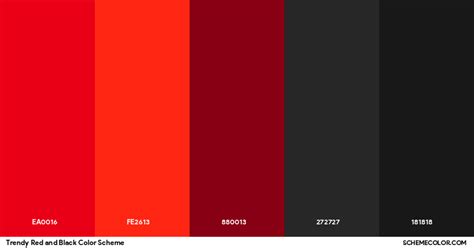Trendy Red And Black Color Scheme Palettes