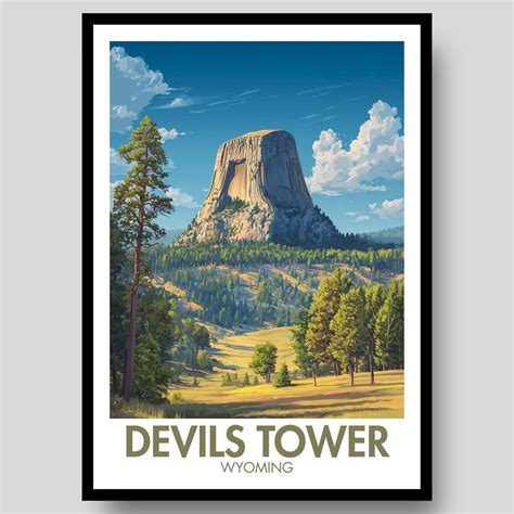 Devils Tower Poster Devils Tower Print Devils Tower Wall Art