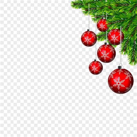 Christmas Decorated Pine Branch Corner Red Baubles Png Citypng