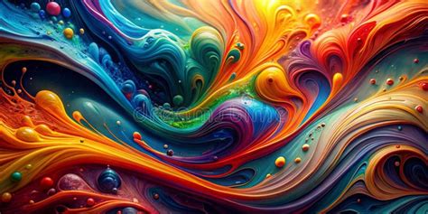 Vibrant Abstract Liquid Art Featuring Swirls Of Colorful Hues And Dynamic Fluid Patterns