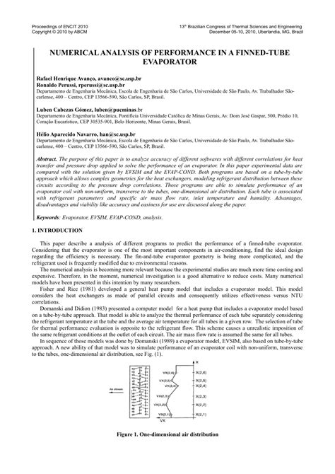 Pdf Numerical Analysis Of Performance In A Finned Tube Evaporator
