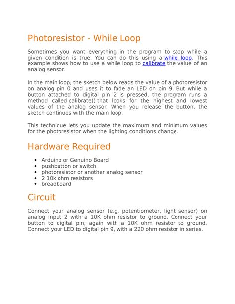 C Photoresistor While Loop Interation Tips For Practice Coding IOT Photoresistor While