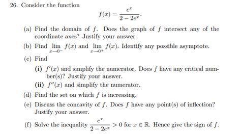 solved 26 consider the function f x 2−2exex a find the