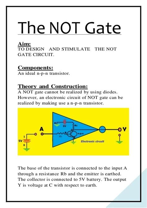 ☑ not gate using diode logic