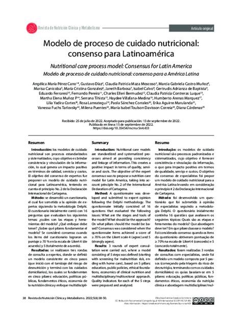 Pdf Modelo De Proceso De Cuidado Nutricional Consenso Para Latinoamérica