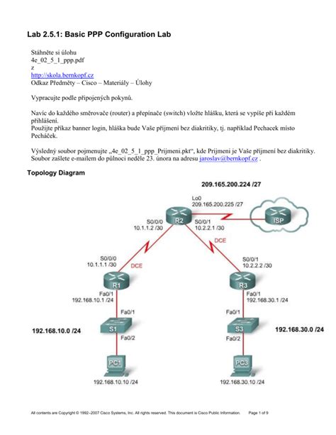 Cisco PPP Configuration Lab Exercise