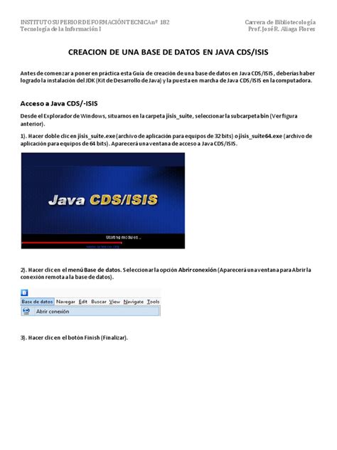 Creación De Base De Datos En Java Cdsisis Pdf Java Lenguaje De