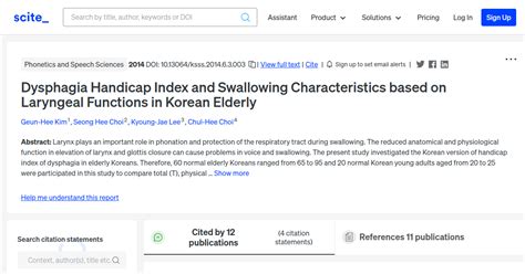 Dysphagia Handicap Index And Swallowing Characteristics Based On