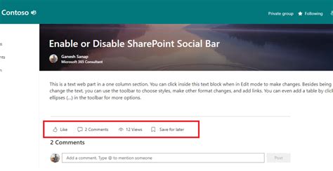 Enable Or Disable The Social Bar Like Views Save For Later In