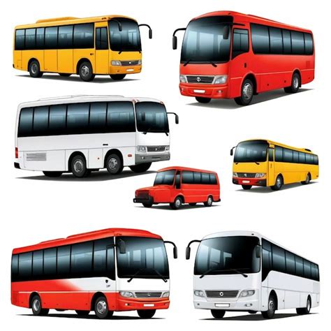 Premium Vector A Collection Of Different Types Of Buses Including One