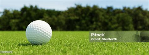 페어웨이 녹색 배경의 잔디에 골프 공 복사 공간이있는 광고를위한 배너 스포츠 및 운동 개념 3d 그림 렌더링 골프에 대한 스톡 사진 및 기타 이미지 Istock