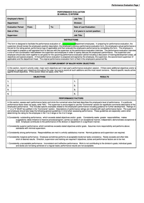 Performance Evaluation Printable Pdf Download