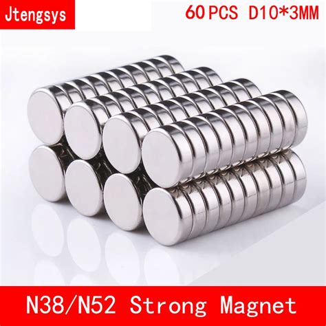 60 Pcs 네오디뮴 자석 10x3 희토류 작고 강한 둥근 영구 103mm 냉장고 전자석 Ndfeb 니켈 마그네틱 디스크