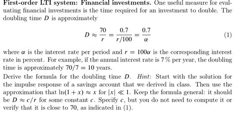solved first order lti system financial investments one