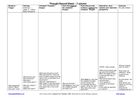 Pdf Thought Record 7 Column