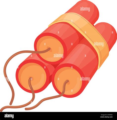 Dynamite Cartoon Icon Red Explosive Firecrackers Pile Isolated On