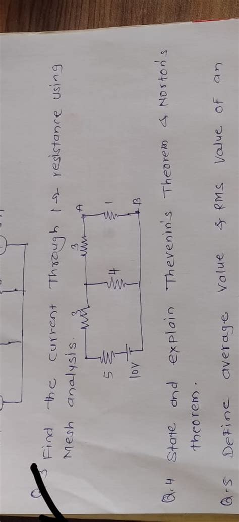 Find The Current Through Is Resistance Using Mesh Analysis Q 4 State An