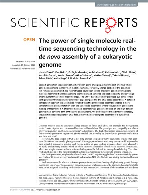 Pdf The Power Of Single Molecule Real Time Sequencing Technology In The De Novo Assembly Of A