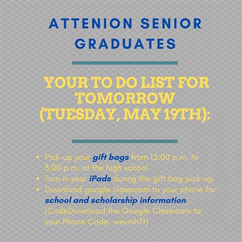La Pine High School Seniors Make Sure To Grab Your Grad Bag Turn In Your Ipad And Apply To