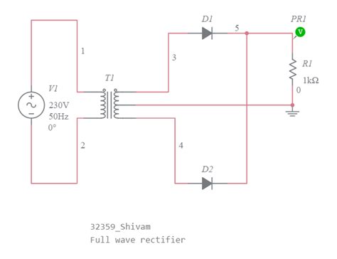Full Wave Rectifier Multisim Live