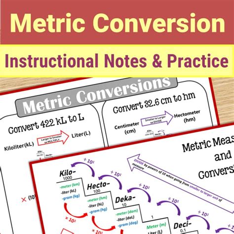 Metric System Conversion Anchor Chart Activity Notes Word Problems