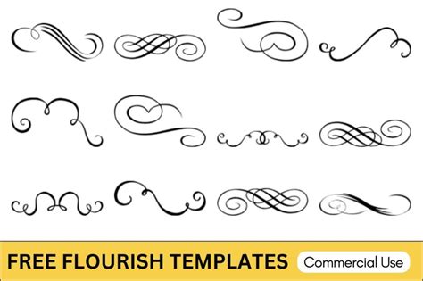 Flourish Templates Free Printables Stencils Silhouette