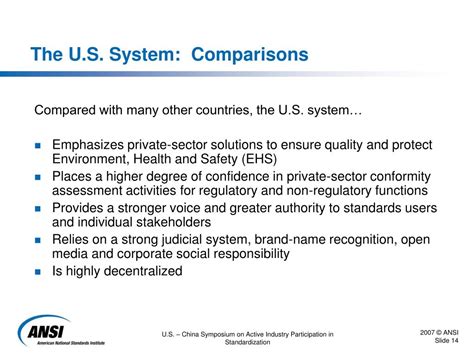 PPT Overview Of ANSI And The U S Standards System PowerPoint Presentation ID