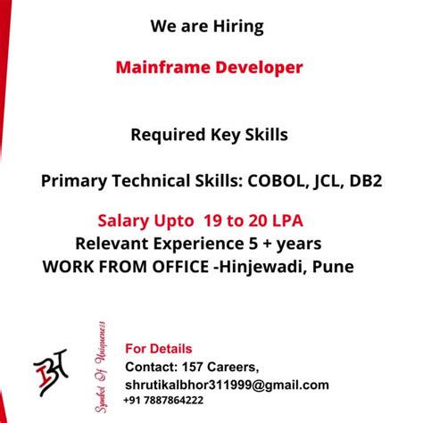 shruti kalbhor on linkedin mainframedeveloper jobsinit jobsinpune jcl db2 cics 11 comments