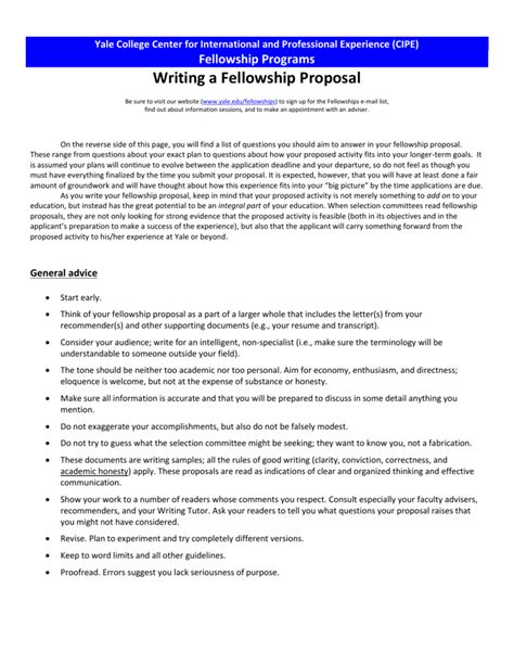 Writing A Fellowship Proposal