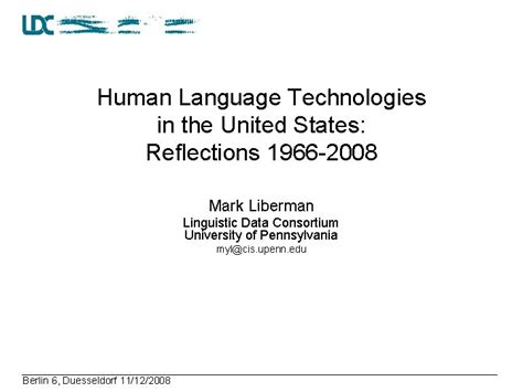 Human Language Technologies In The United States Reflections