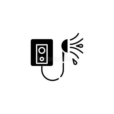 Shower Water Heater Black Icon Concept Shower Water Heater Flat Vector
