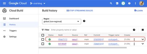 gcp ci cd pipeline build docker images after commits to a repo branch