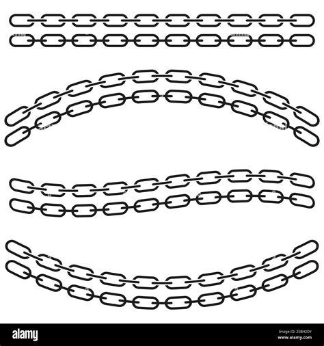 Chain Design Collection Interlocking Chain Links Simple Bold Pattern Vector Illustration
