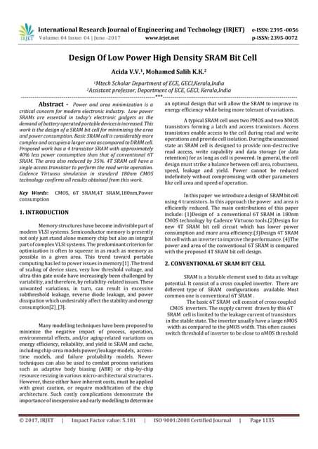 Design Of Low Power High Density Sram Bit Cell Pdf