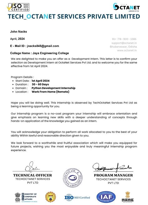 John Nacks On Linkedin Internship Techoctanet Gratitude